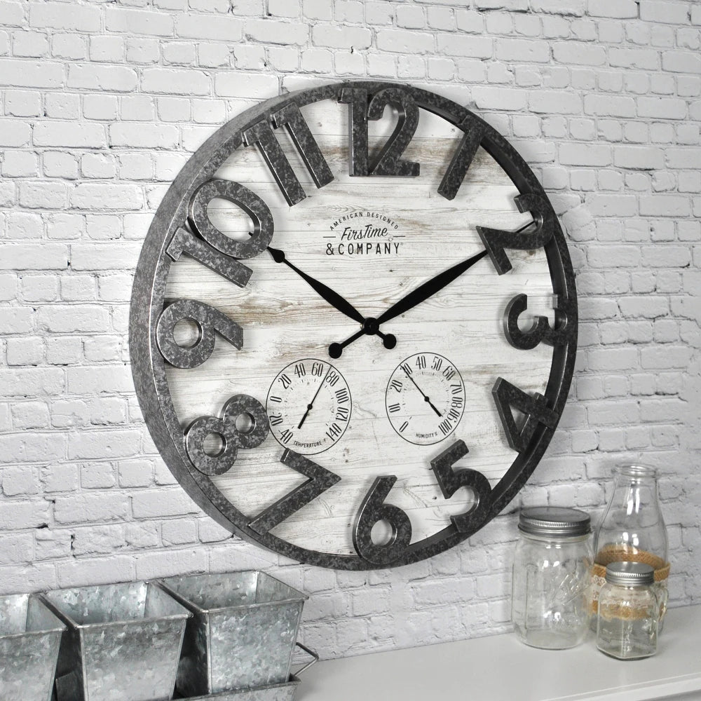 Shiplap Farmhouse Outdoor Wall Clock, Plastic, American Designed - Gal ...
