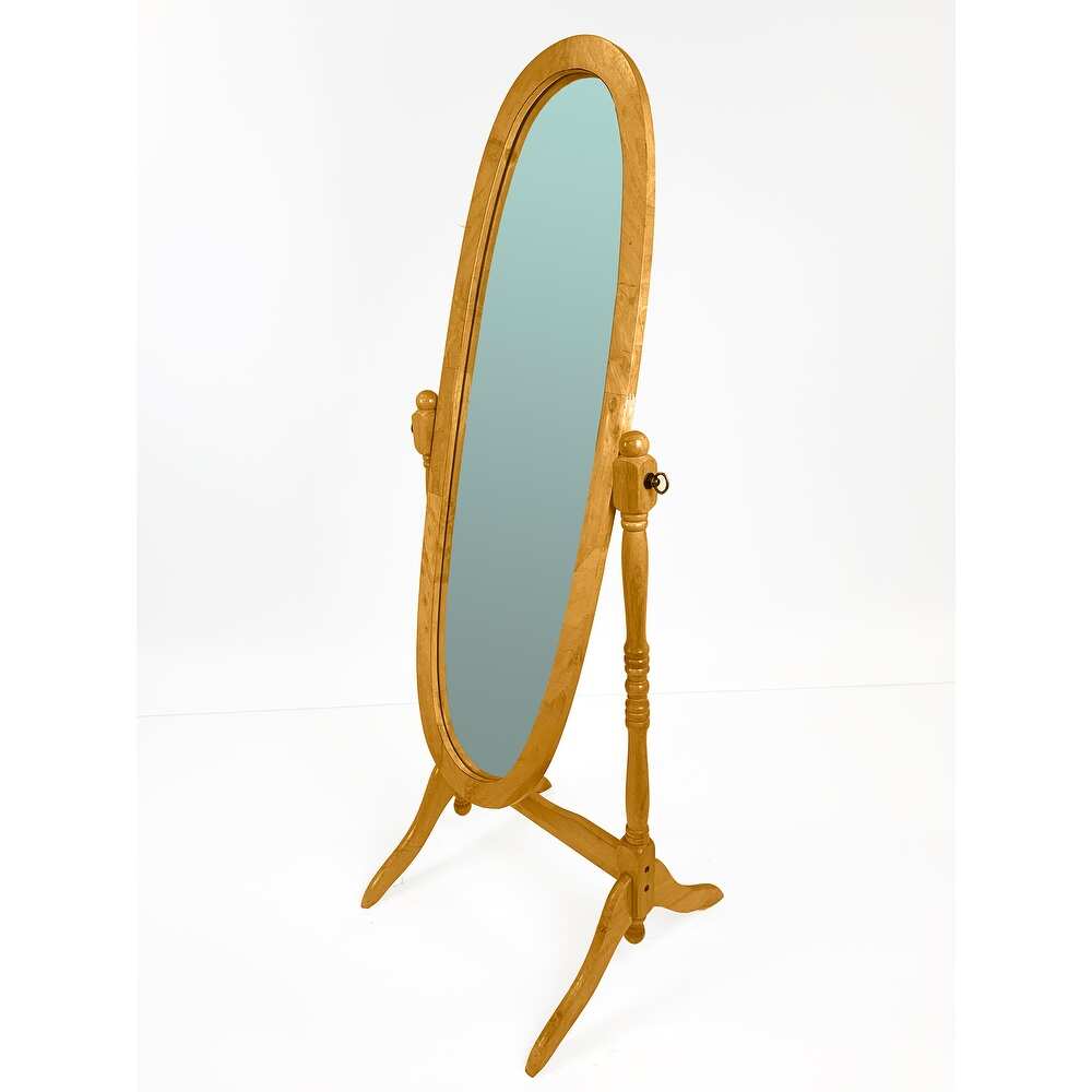 Swivel Adjustable Full-Length Standing Oval Wood Cheval Floor Mirror - – Salvage & Co Indy