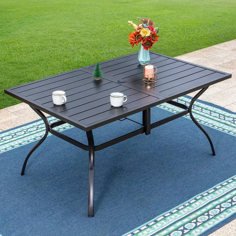 Outdoor Rectangle Steel Dining Table – Salvage & Co Indy