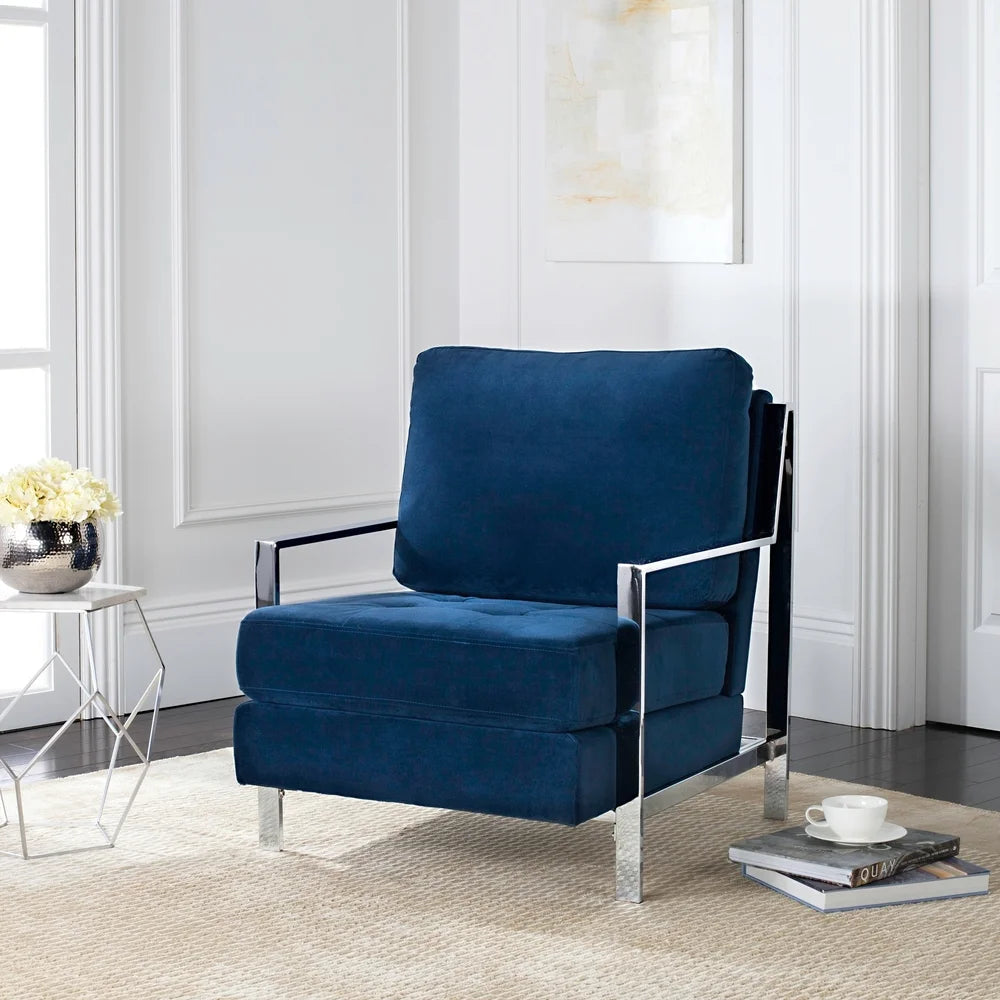 Walden Modern Tufted Velvet Chrome Accent Chair – Salvage & Co Indy