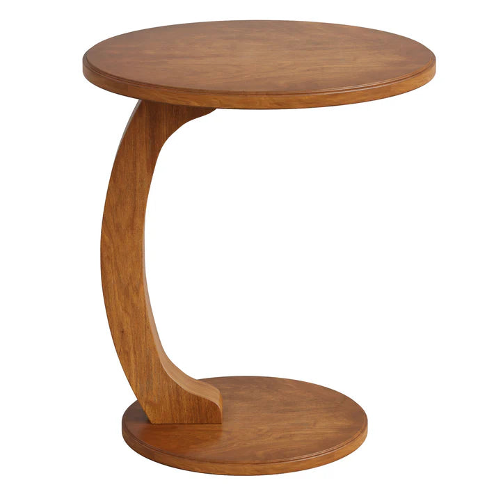 C-Shaped End Table, Round Solid Wood Side Table for Living Room – Salvage & Co Indy