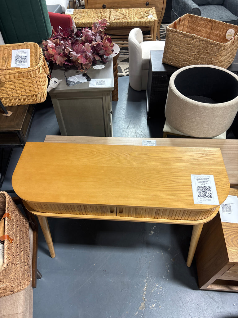 Adelpha Console Table with Sliding Doors Natural SHOWROOM ITEM ...