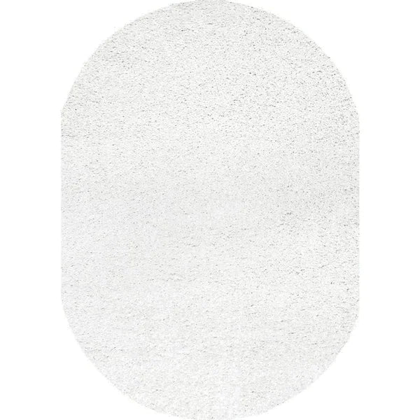 Marleen Plush Shag White Oval Rug – Salvage & Co Indy
