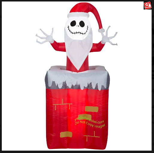Gemmy Airblown Animated Jack Skellington as Santa Popping out of Chimn ...