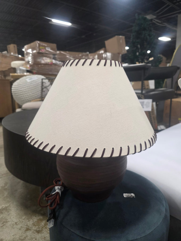 Large Earthy Table Lamp with Whipstitch Shade - Threshold - SHOWROOM I ...