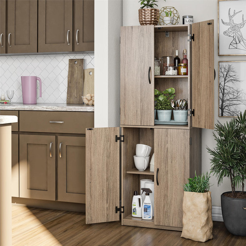 Rustic Oak 4 - Shelf Storage Cabinet – Salvage & Co Indy