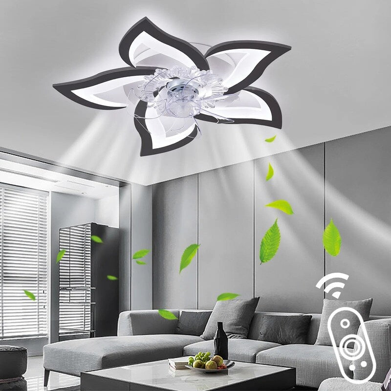 Indoor Flower-Shaped Lighting Ceiling Fan with 6 Speed and 3 Color Tem ...