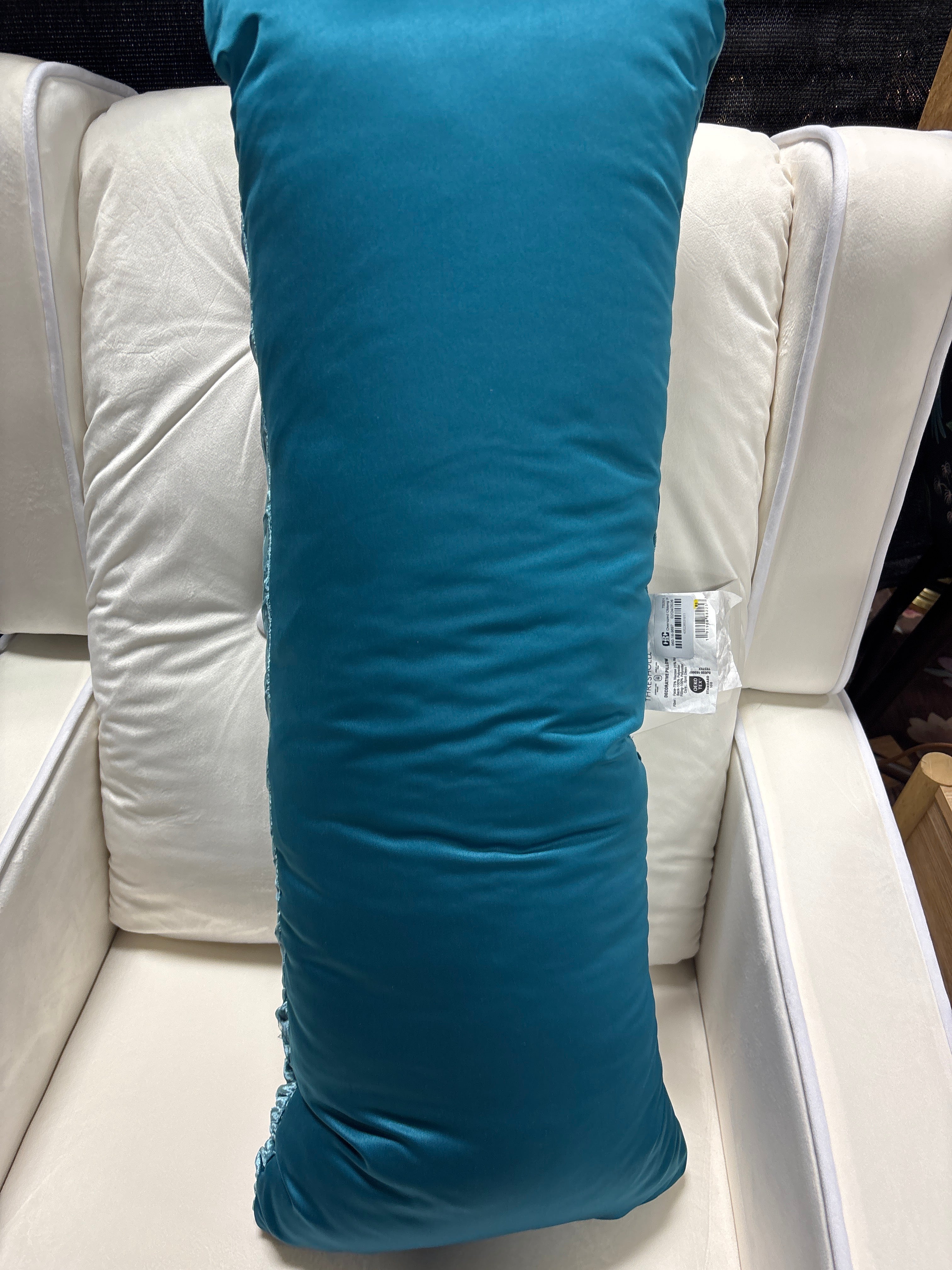 Oversized Oblong Pleated Velvet Decorative Throw Pillow SHOWROOM ITEM ...