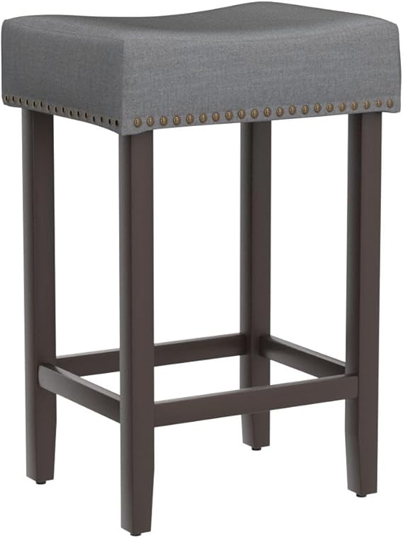 Counter Height Bar Stools Backless Fabric Barstools Modern Wood Saddle ...