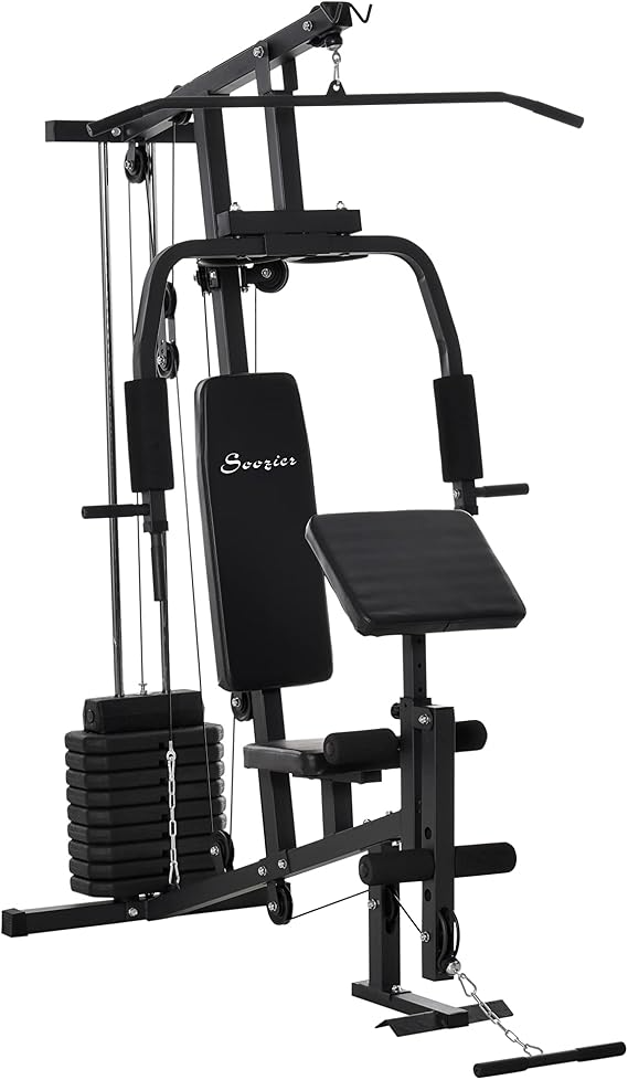 Multifunction Home Gym System, Workout Station with 99Lbs Weight Stack ...