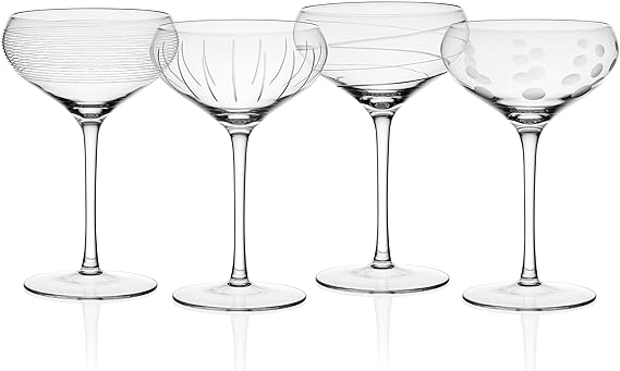 Cheers Coupe Cocktail Champagne Glasses, Set of 4, Clear – Salvage & Co ...