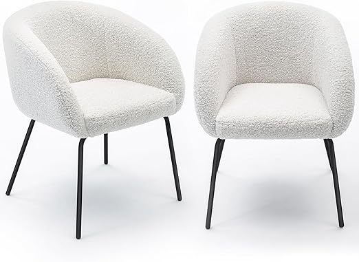 Sherpa Dining Chairs Set of 2, Modern Kitchen Chairs Accent Chairs wit ...