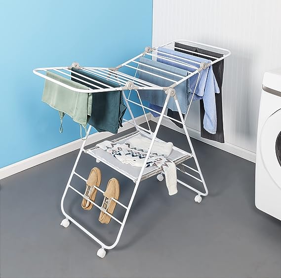 Folding Wing Clothes Dryer, with Wheels White – Salvage & Co Indy