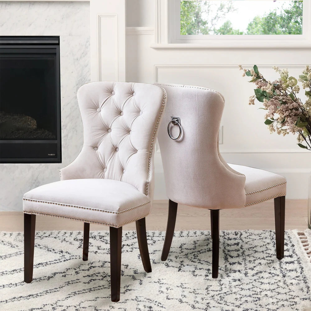 Versailles Tufted Velvet Dining Chair - Single - Ivory – Salvage & Co Indy