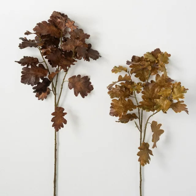 Artificial Oak Leaf Stem Brown Set of 4 – Salvage & Co Indy