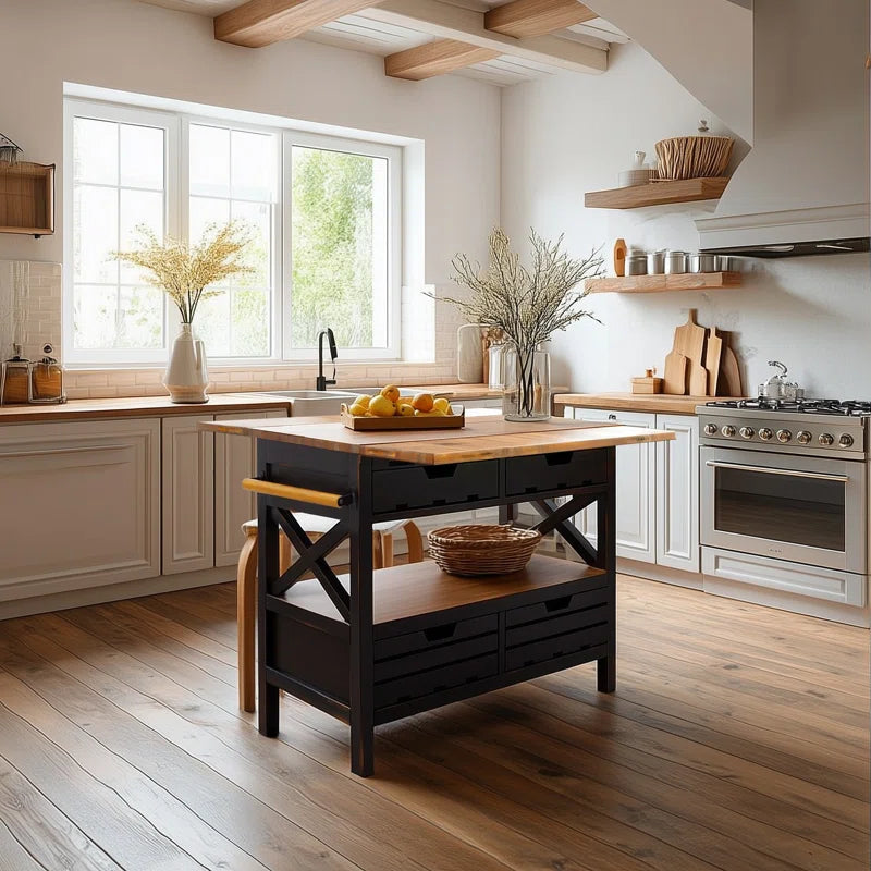 Clio Solid Wood Kitchen Island SHOWROOM ITEM – Salvage & Co Indy