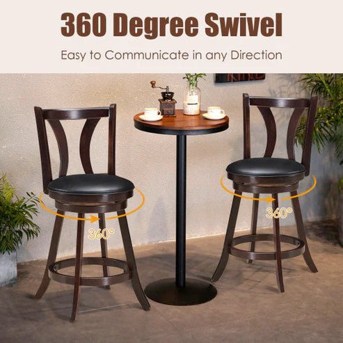 Set of 2 Swivel Bar stool Counter Height Leather Padded Dining Kitchen ...