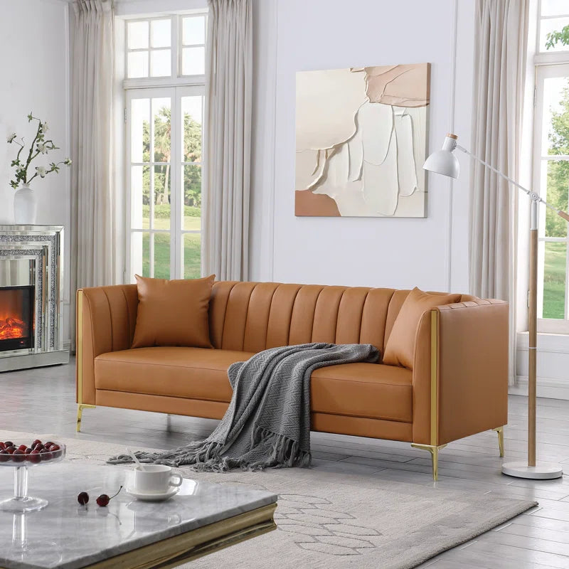 Dreiling Faux Leather Tuxedo Arm Sofa – Salvage & Co Indy