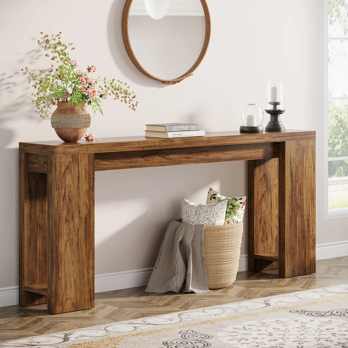 Dyron Extra Long Farmhouse Console Table For Entryway – Salvage & Co Indy