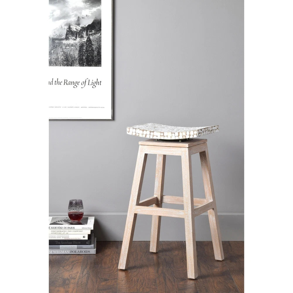 Distressed White Coconut Shell Bar Stool – Salvage & Co Indy