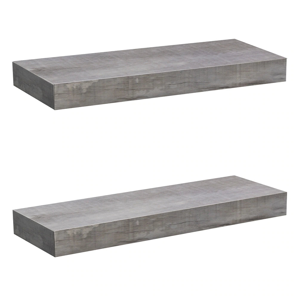 Floating Shelf Set Rustic Wood Hanging Rectangle Wall Shelves (2-Pack ...