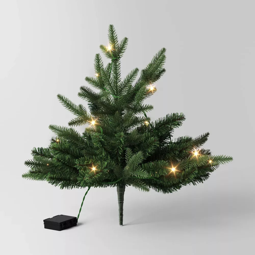 Pre-lit LED Battery Operated Mixed Pine Mini Christmas Artificial Pot ...