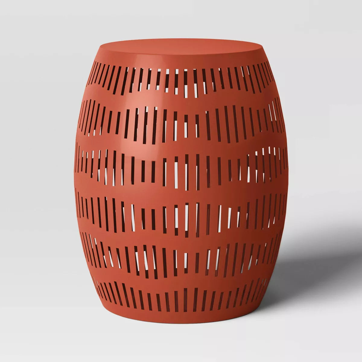 Metal Cutout Round Patio Accent Table - Dark Red SHOWROOM ITEM ...