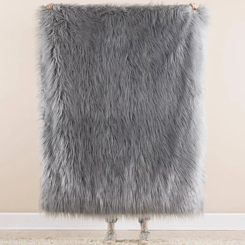 Luxe Long Hair Throw Gray, Final Cut – Salvage & Co Indy