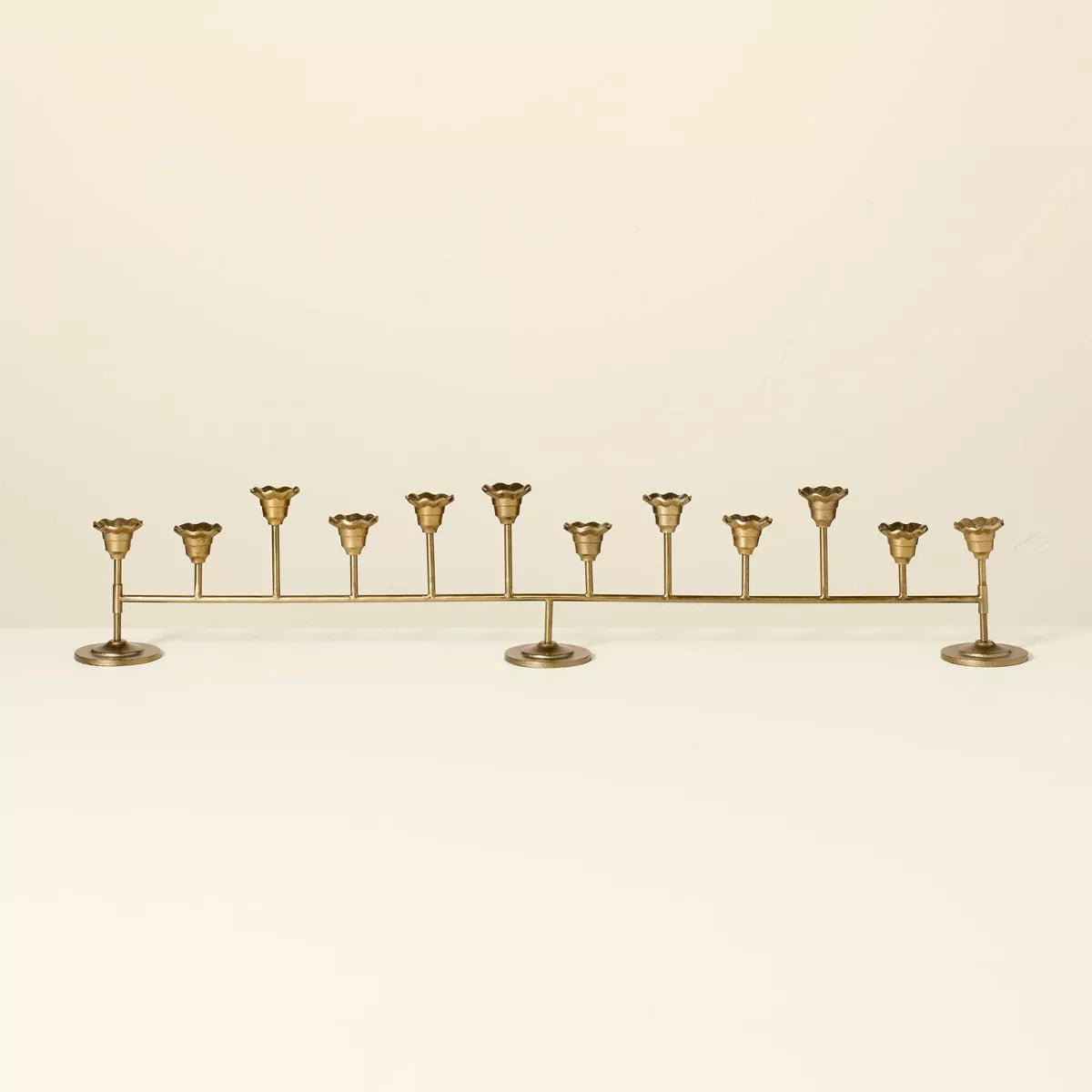 Scalloped Brass Taper Candelabra Antique Finish - Farmhouse Candle Hol ...