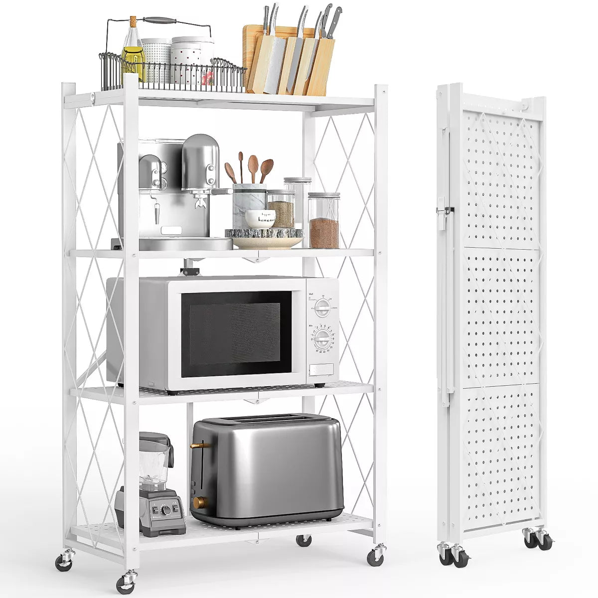 Storage Shelves Foldable metal shelves Garage Shelving Units 4-Tier ...