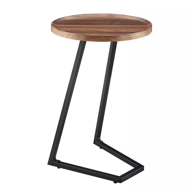 Addison Round Couch Side Accent Chair Table with Modern Metal Pedestal ...