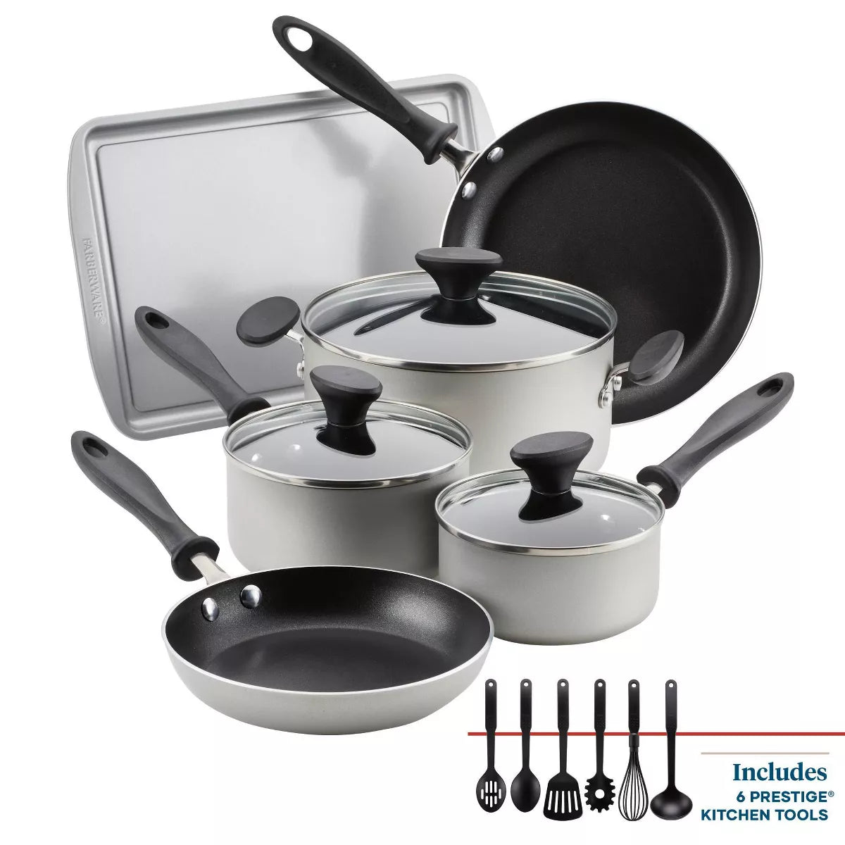 Reliance 15pc Aluminum Nonstick Cookware Set with Prestige Tools ...