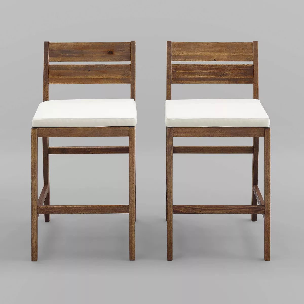 2pk Acacia Wood Counter Stools – Salvage & Co Indy