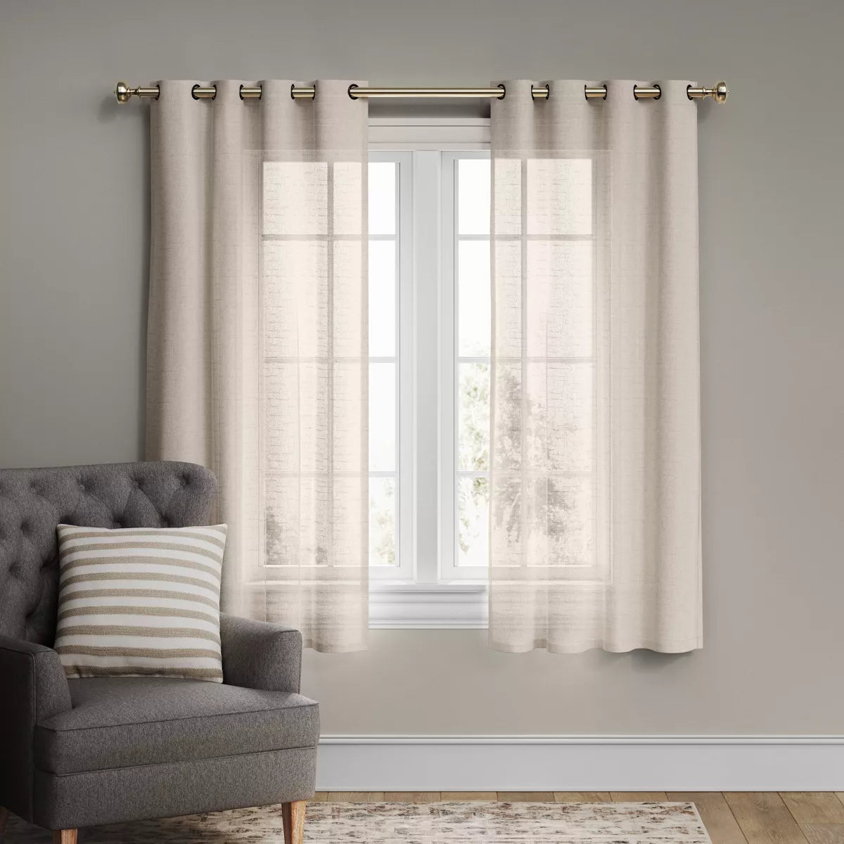 1pc Light Filtering Textured Weave Window Curtain Panel - Off White ...