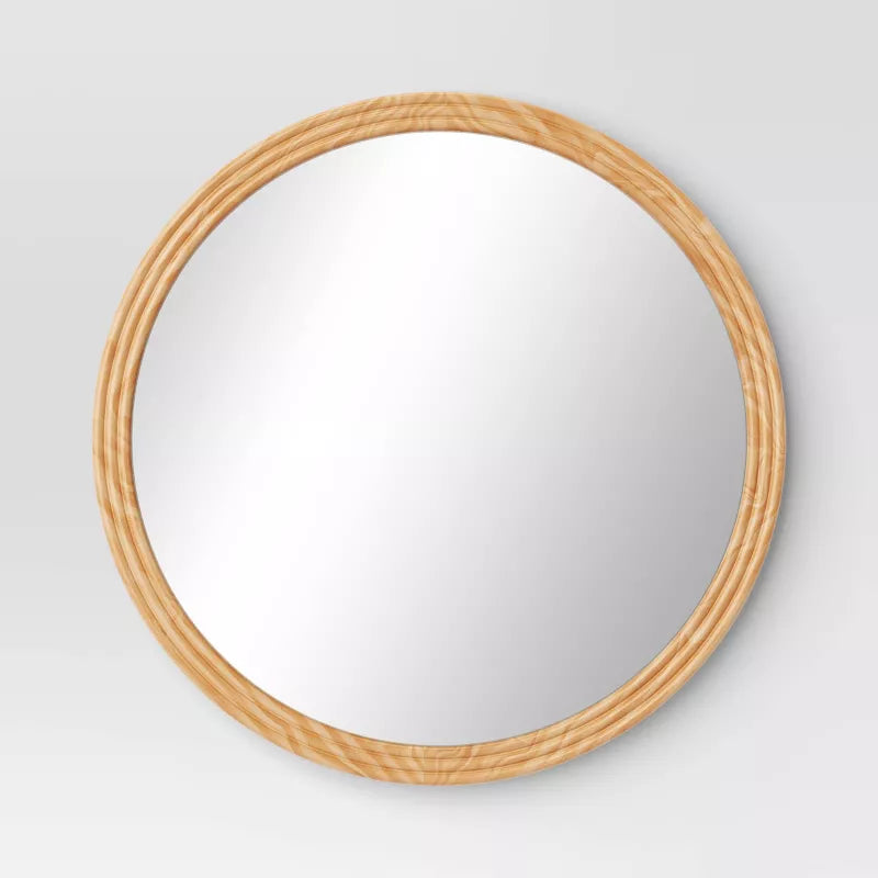 Round Fluted Circle Wall Mirror Natural – Salvage & Co Indy