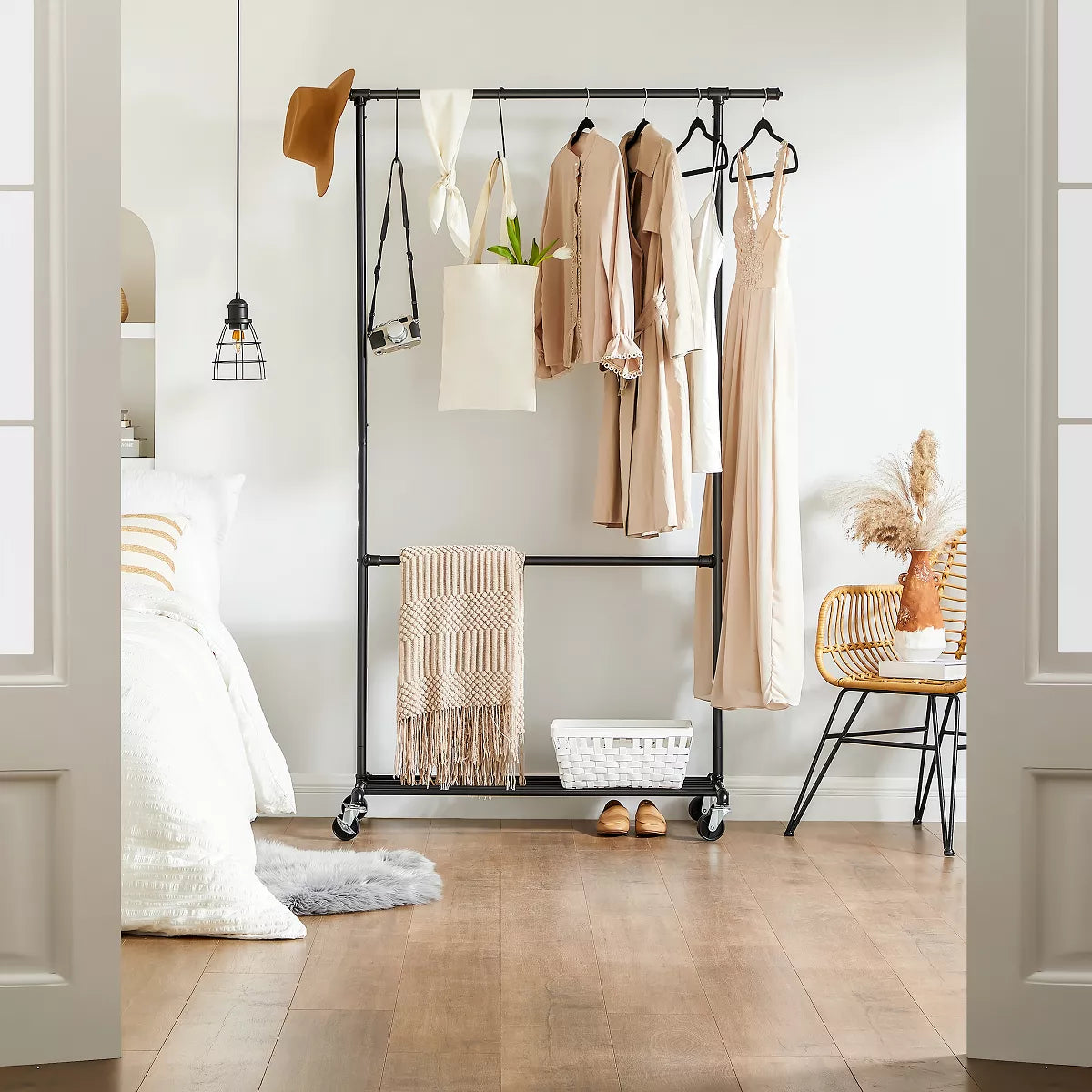 Heavy-Duty Clothes Rack, Double-Rod Clothing Rack for Hanging Clothes ...