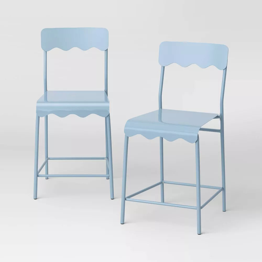 Wavy Metal Counter Height Barstool Set of 2 – Salvage & Co Indy