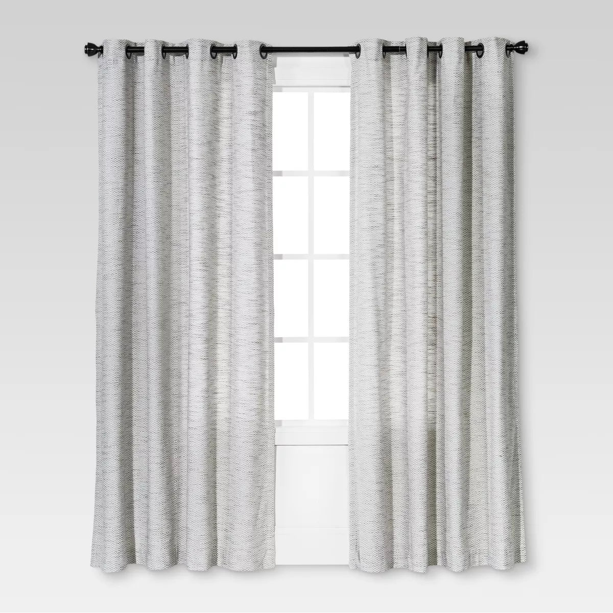 Set of 2 Light Filtering Diamond Weave Window Curtain Panel Gray ...