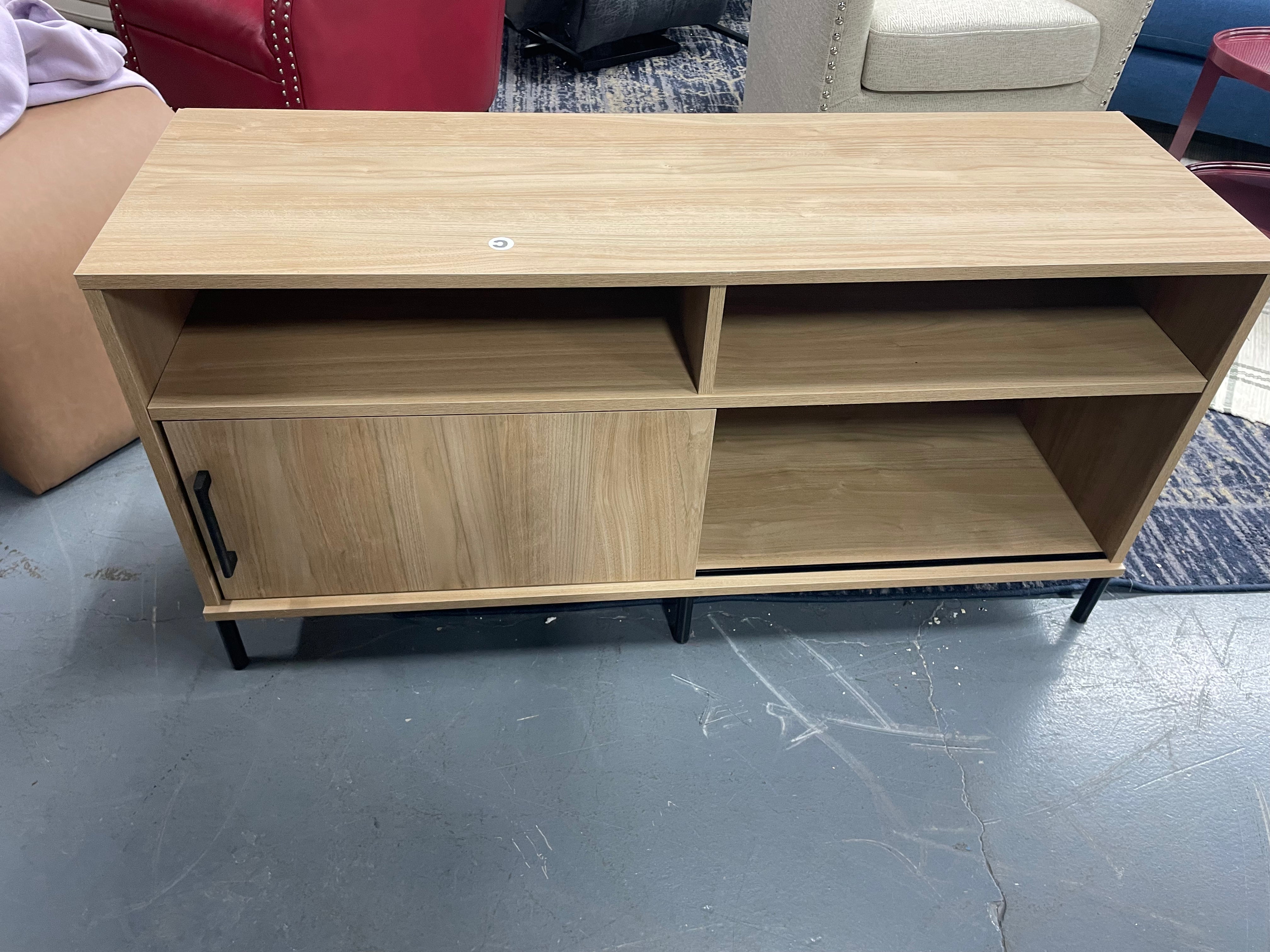 Mixed Material TV Storage Stand for TVs up to 54" with Sliding Doors ...