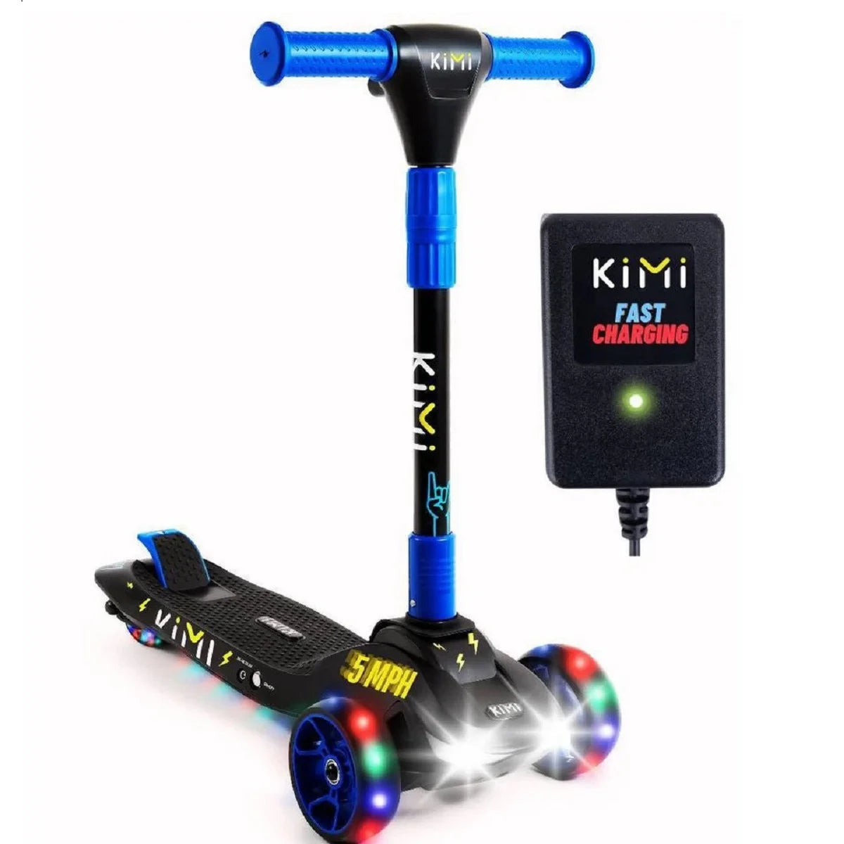 Kids Electric Scooter Light-Up Wheels Blue Lean-to-Steer 5 mph ...