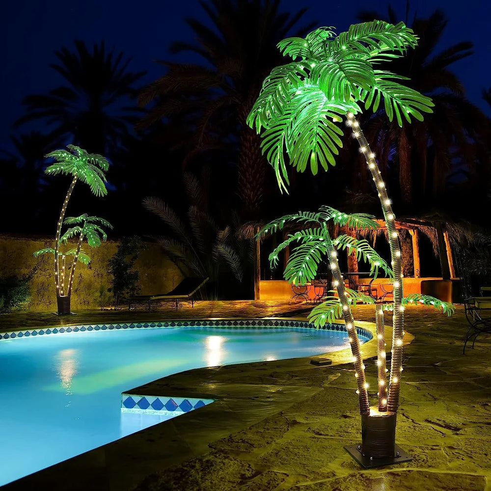 Lighted Palm Tree for Outside Patio Yard Party Pool - 3-Tree-Plug-in ...