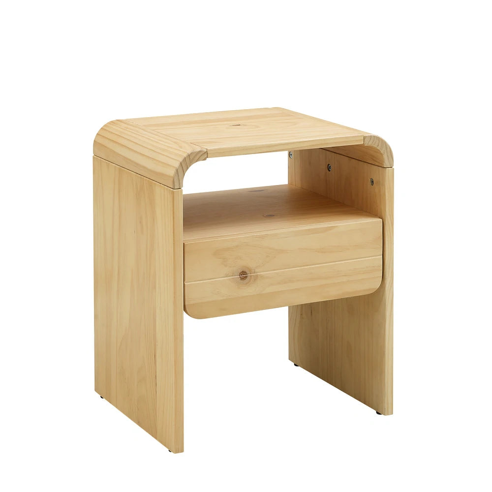 Modern Solid Wood Nightstand with for Bedroom, Modern Floating End tab ...