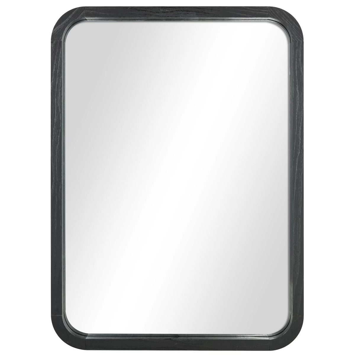 Rounded Edge Rectangular Black Finish Wall Mirror – Salvage & Co Indy