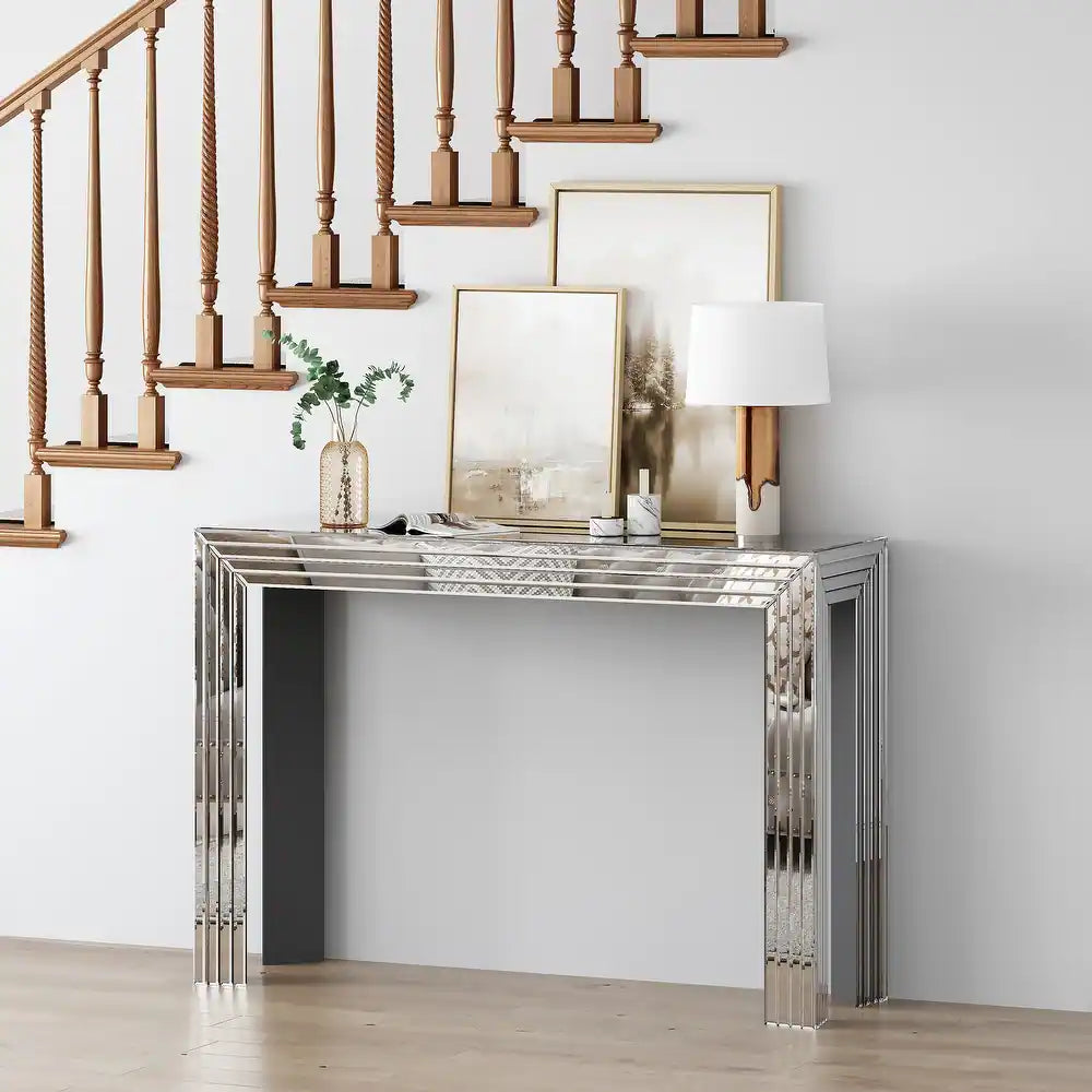 Mirrored Console Table, Silver Entryway Table – Salvage & Co Indy