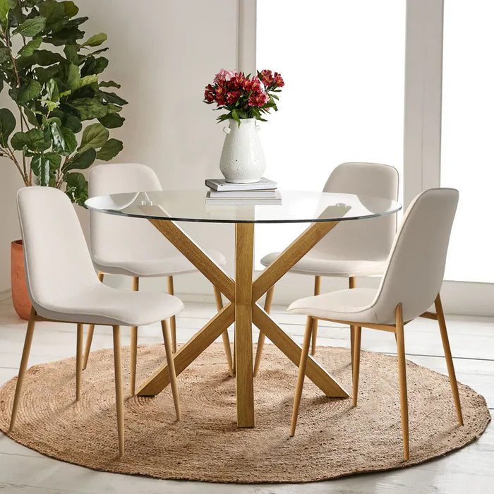 Oliver & Oslo Glass Round Dining Table ONLY – Salvage & Co Indy