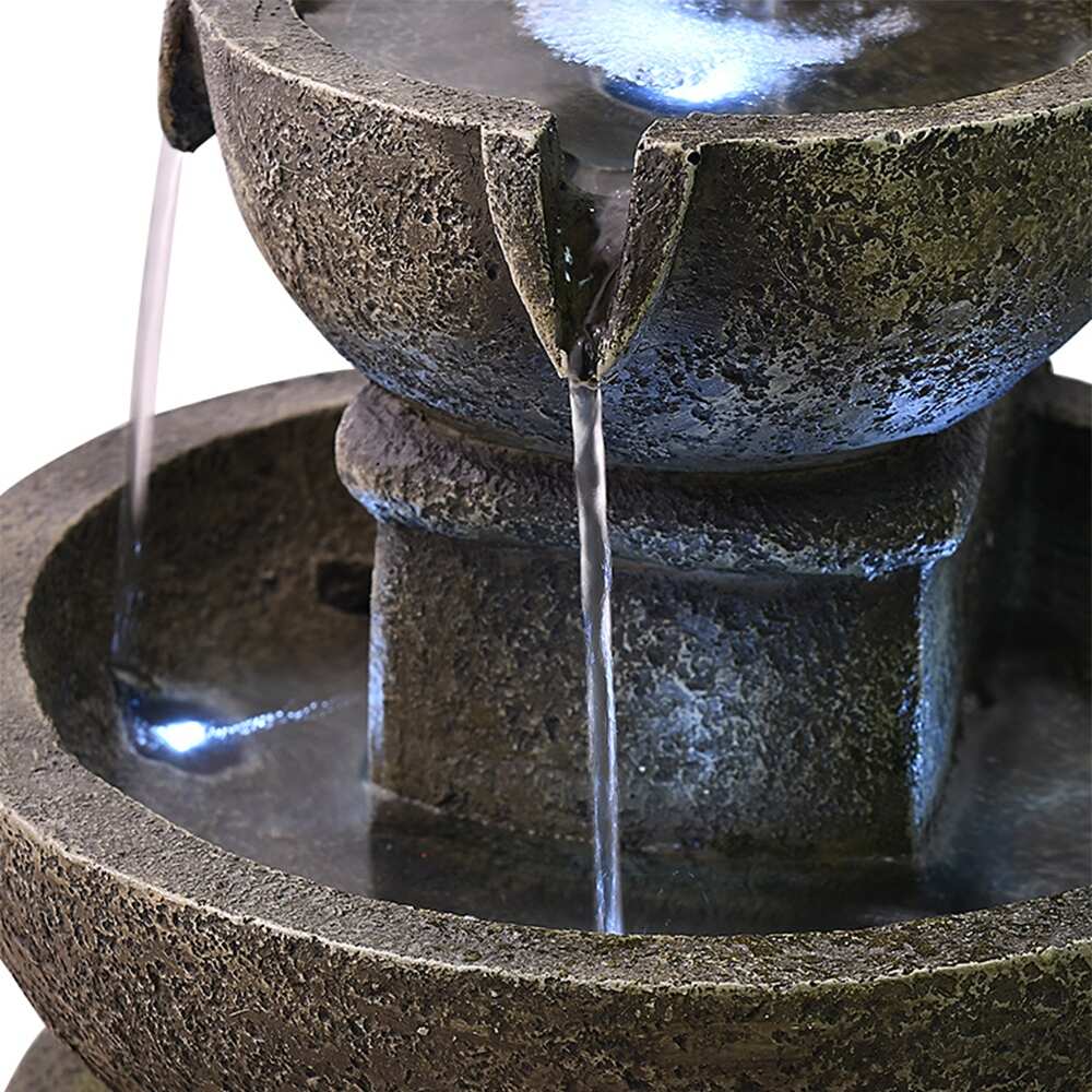 Outdoor Waterfall 3-tier Fountain with LED Light – Salvage & Co Indy