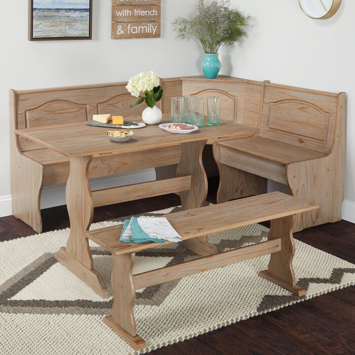 Padstow 3 - Piece Pine Trestle Dining Set – Salvage & Co Indy