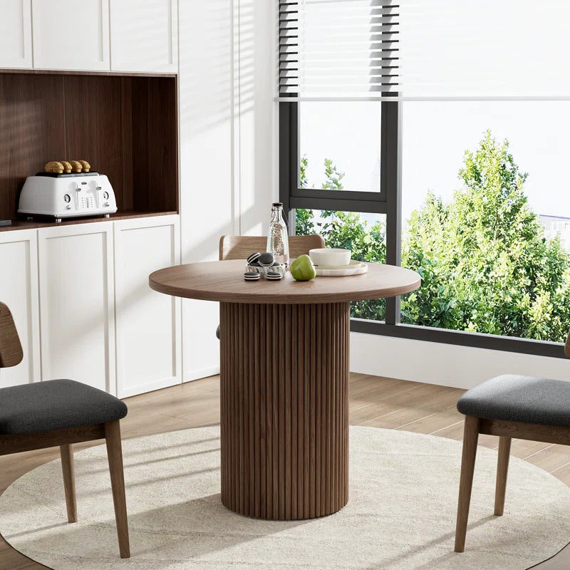 Pedestal Elegant Wood Texture Round Dining Table SHOWROOM ITEM ...