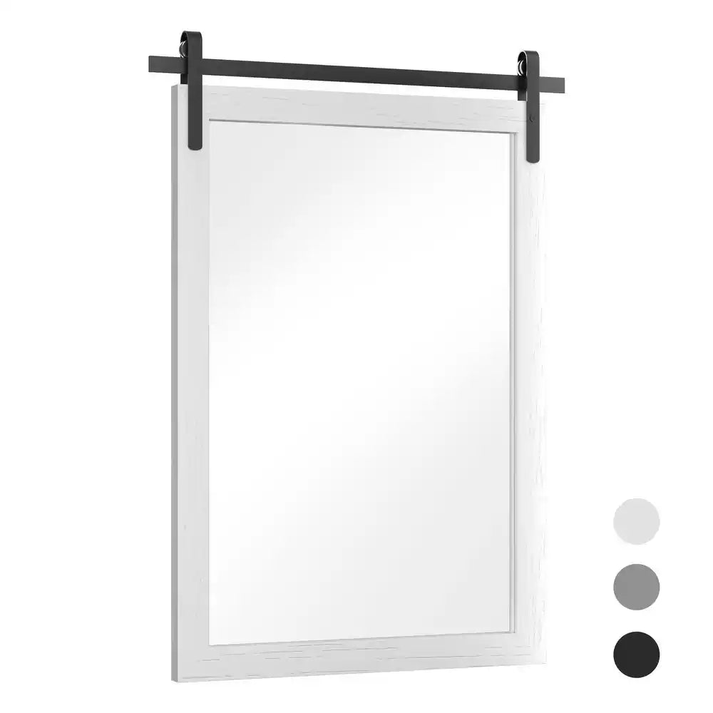 Rustic Farmhouse Mirror Vanity Mirror Solid Wood Frame with Metal Barn ...