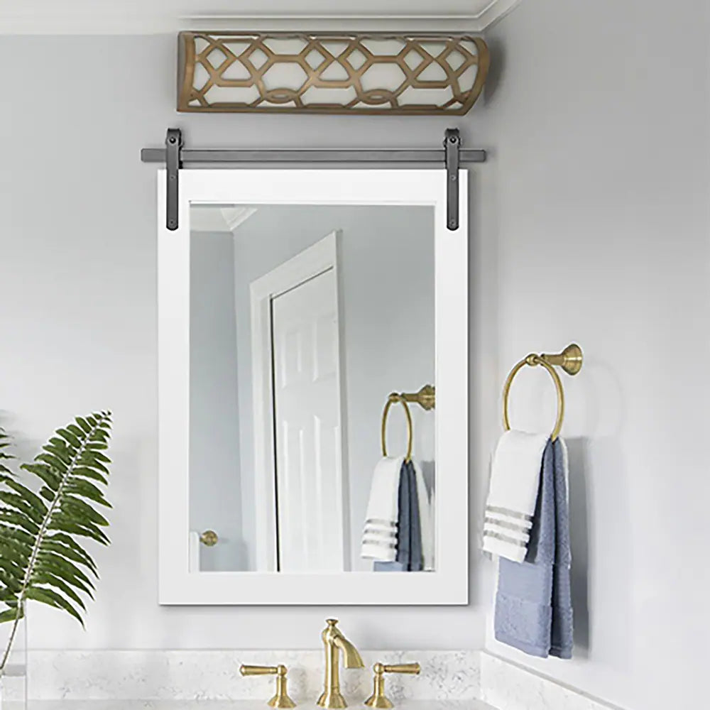 Rustic Farmhouse Mirror Vanity Mirror Solid Wood Frame with Metal Barn ...